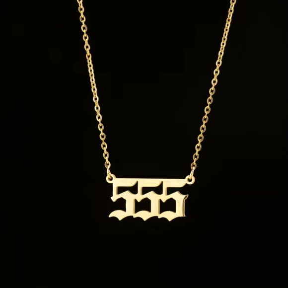 Jewelry | Unisex New Gold Stainless Steel Old English Angel Numbers ...